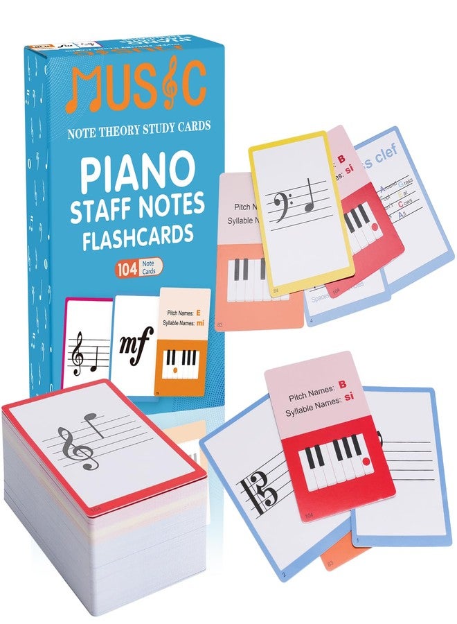 AXPTECH Piano Staff Notes Flashcards, Piano Staff Theory and 104 Sheets ...