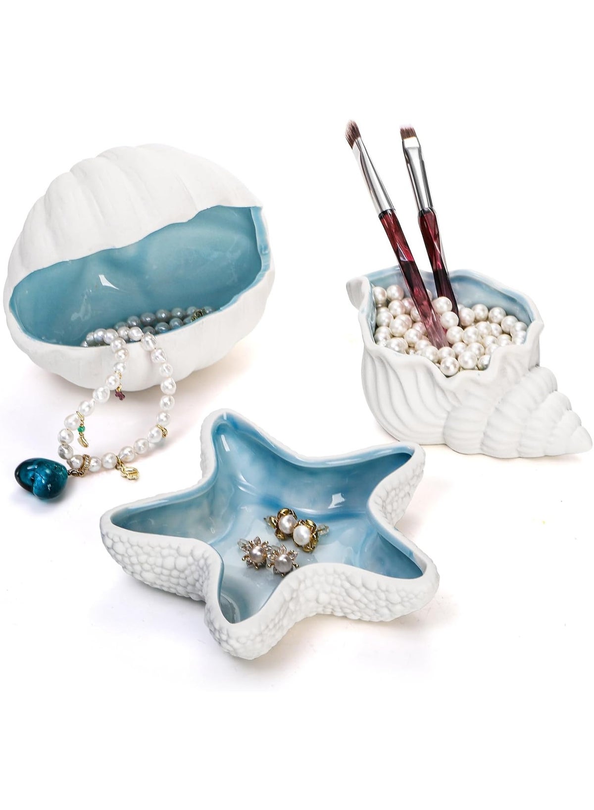 Generic Ceramic Jewelry Tray Set, Decorative Jewelry Holder with Conch ...