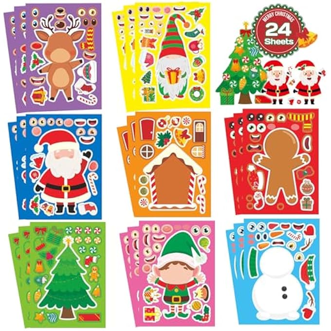 Generic 24SHEETS CHRISTMAS STICKERS FOR KIDS, DIY MAKE YOUR OWN ...
