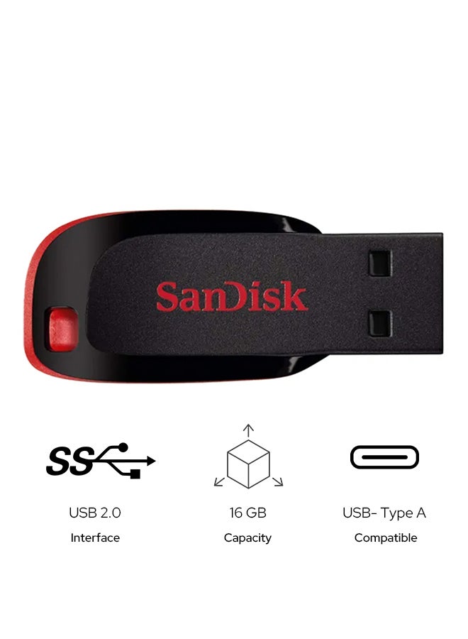 Sandisk 16GB Cruzer Blade USB 2.0 Flash Drive USB Type-A Read Speed 17 ...