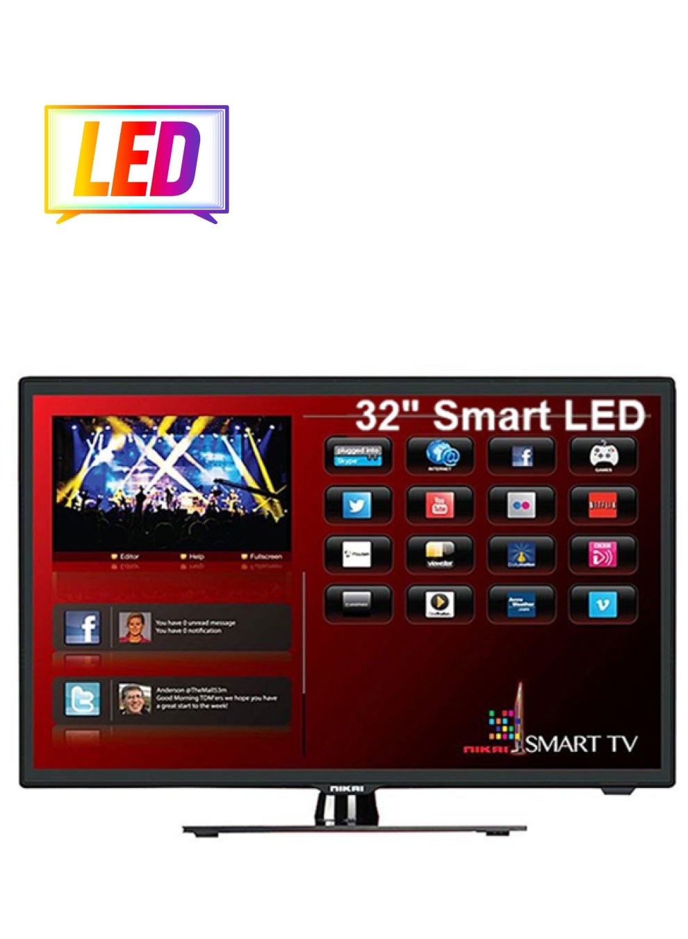NIKAI 32-Inch Smart LED Television NTV3200SLEDT Black | Best Price UAE ...