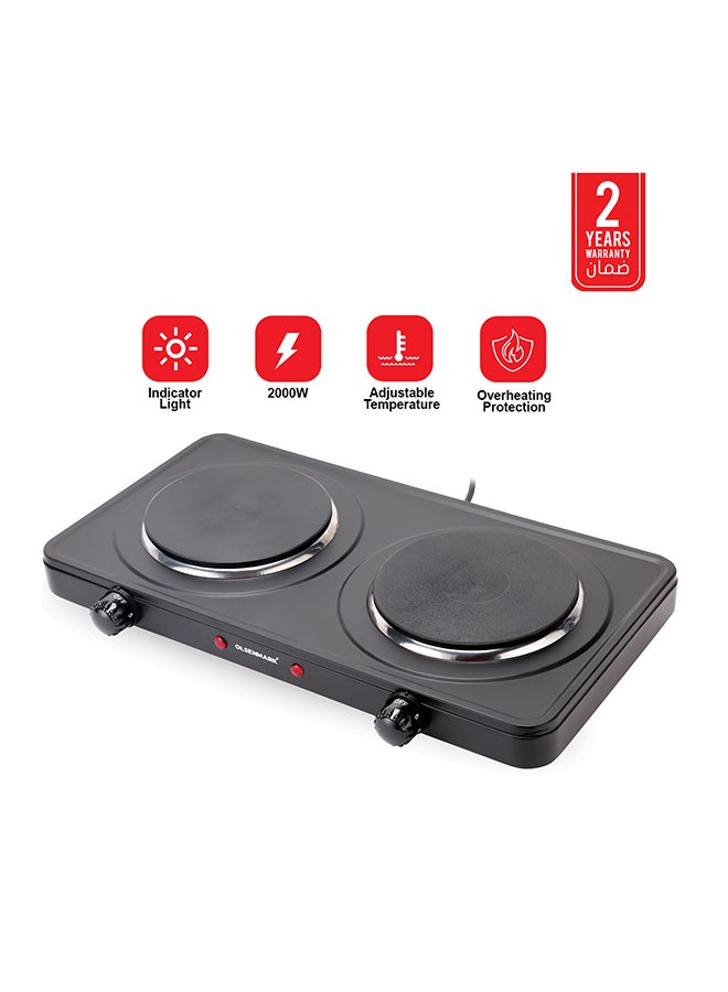 Olsenmark Electric Double Hot Plate 2000 W OMHP2034Y Black | Best Price ...