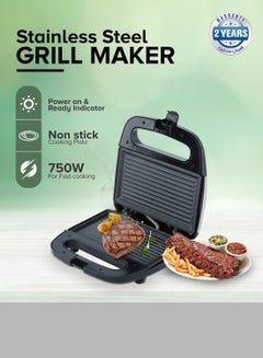GEEPAS Portable Powerful 2 Slice Grill Maker with Non-Stick Coated ...