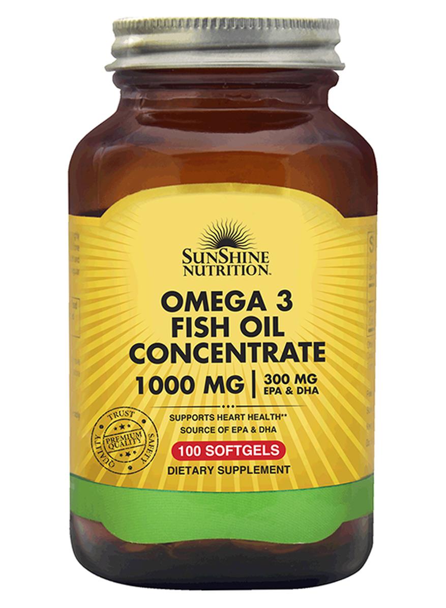 SUNSHINE NUTRITION Omega 3 Fish Oil Dietary Supplement 100 Softgels ...