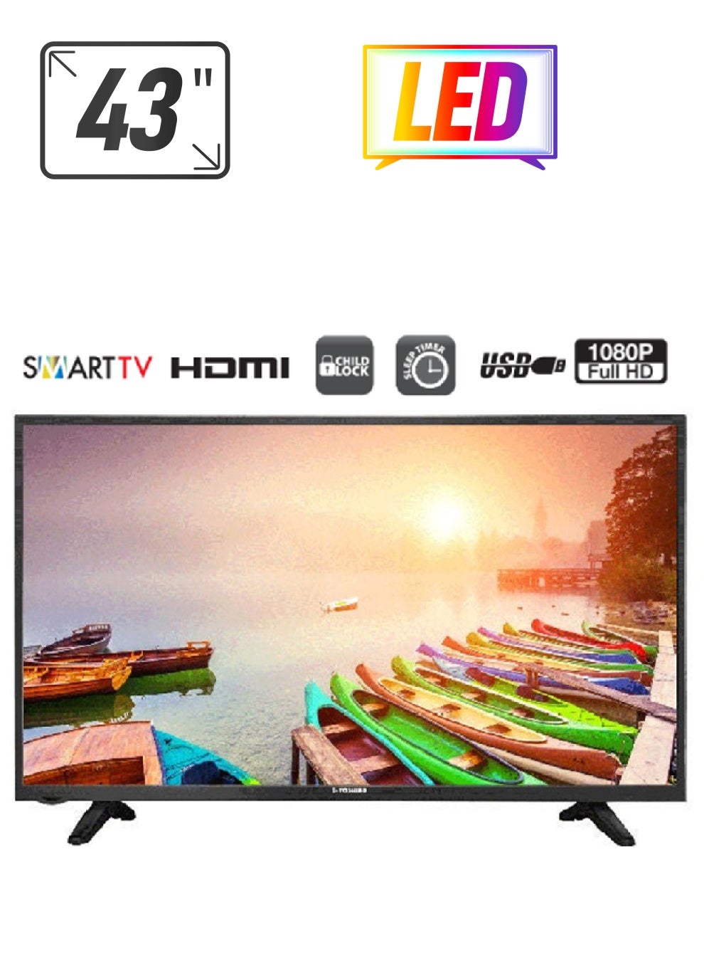 تسوق توشيرو وتلفزيون ذكي أندرويد مقاس 43 بوصة بدقة كاملة الوضوح ومعدلات تحديث 60 هرتز مع جهاز ...