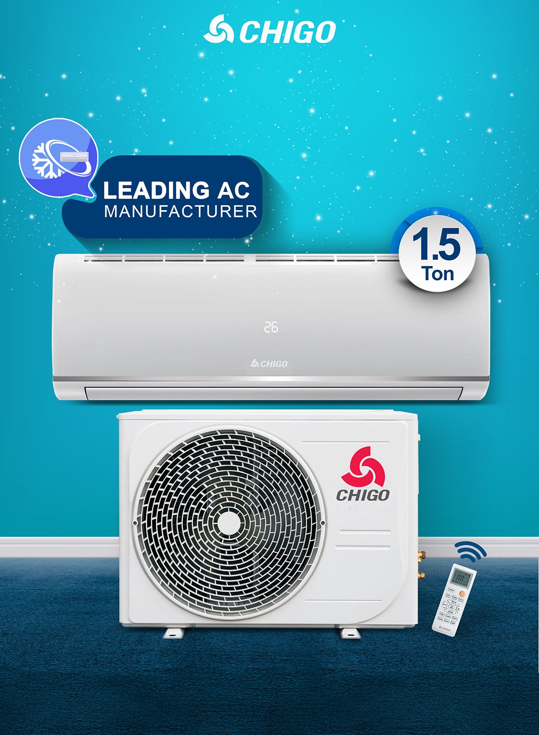 CHIGO 1.5 Ton Split Air Conditioner | 18000 BTU | T3 Climate | Low Noise | R410a Refrigerant ...