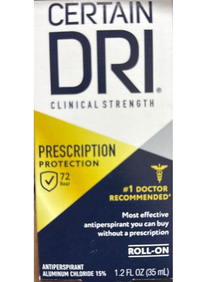 CERTAIN DRI Prescription Strength Clinical Antiperspirant Roll On 35Ml ...
