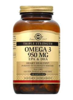 Solgar Triple Strength Omega 3, EPA & DHA, 950mg, 100 Softgels UAE ...