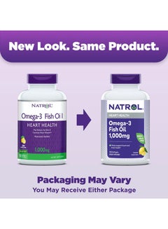 NATROL Omega-3 Fish Oil 1000mg Lemon Flavor 150 Softgels | Yellow ...