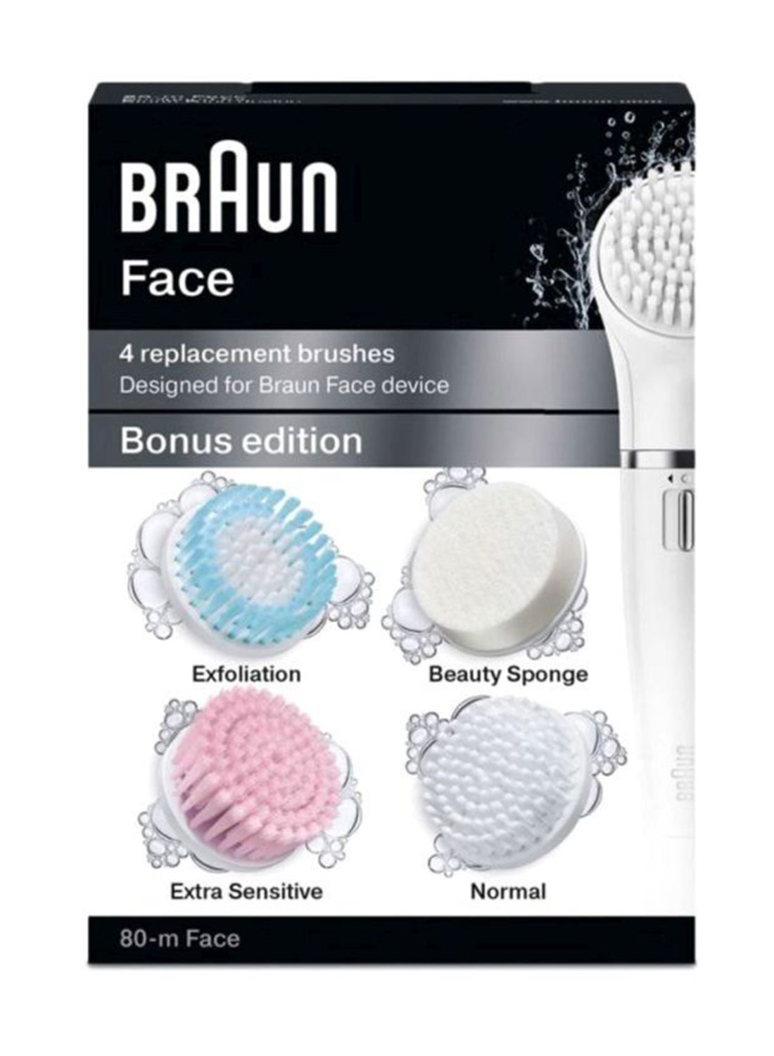BRAUN 4-Piece Bonus Edition Facial Cleansing Replacement Brush Set ...