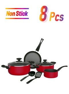Homeway 8-Piece Non-Stick Cookware Set Red 26cm | Best Price KSA ...