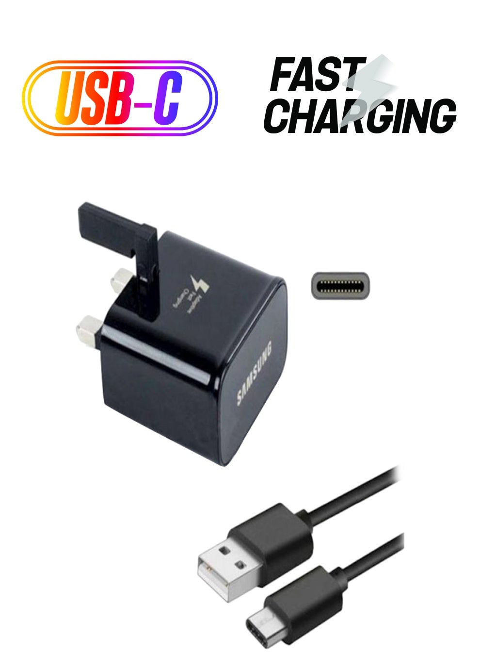 Generic 3-Pin Fast Charger With USB Type-C Cable Black/Silver | Best ...