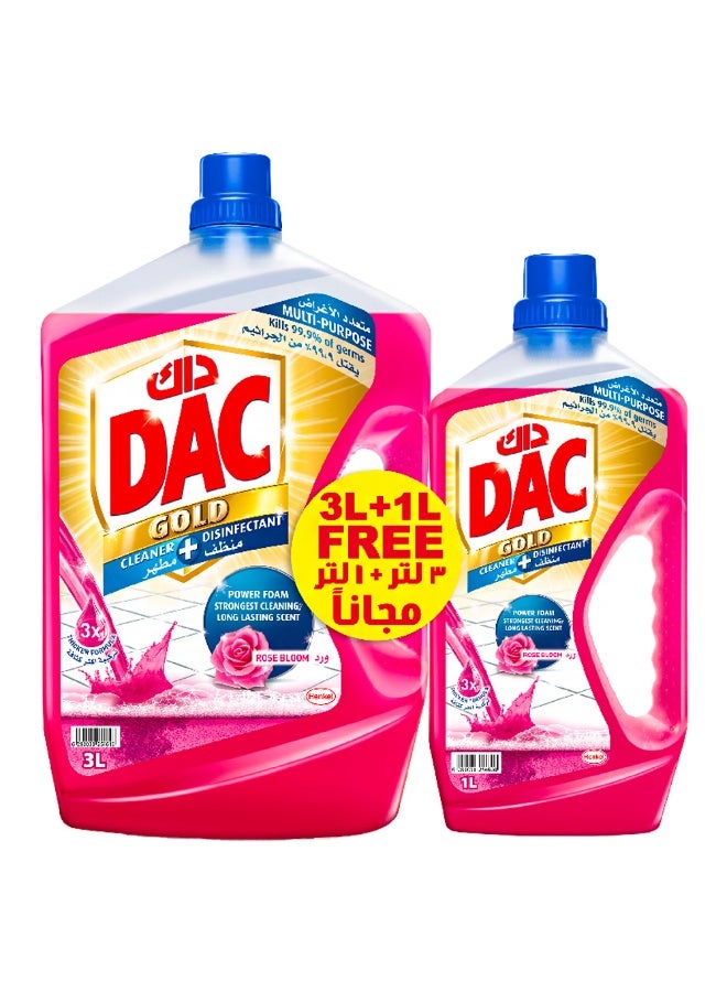Dac Gold Cleaner & Disinfectant Rose Bloom Scent, 3 Liter + 1 Liter ...