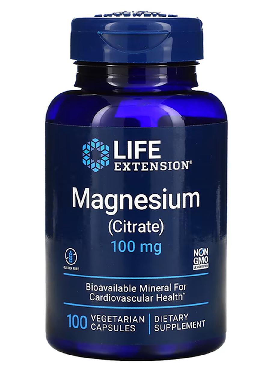 Life Extension Magnesium Citrate Dietary Supplement - 100 Capsules ...