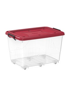 Cosmoplast Plastic Storage Box With Wheels And Lockable Lid Red 82 ...