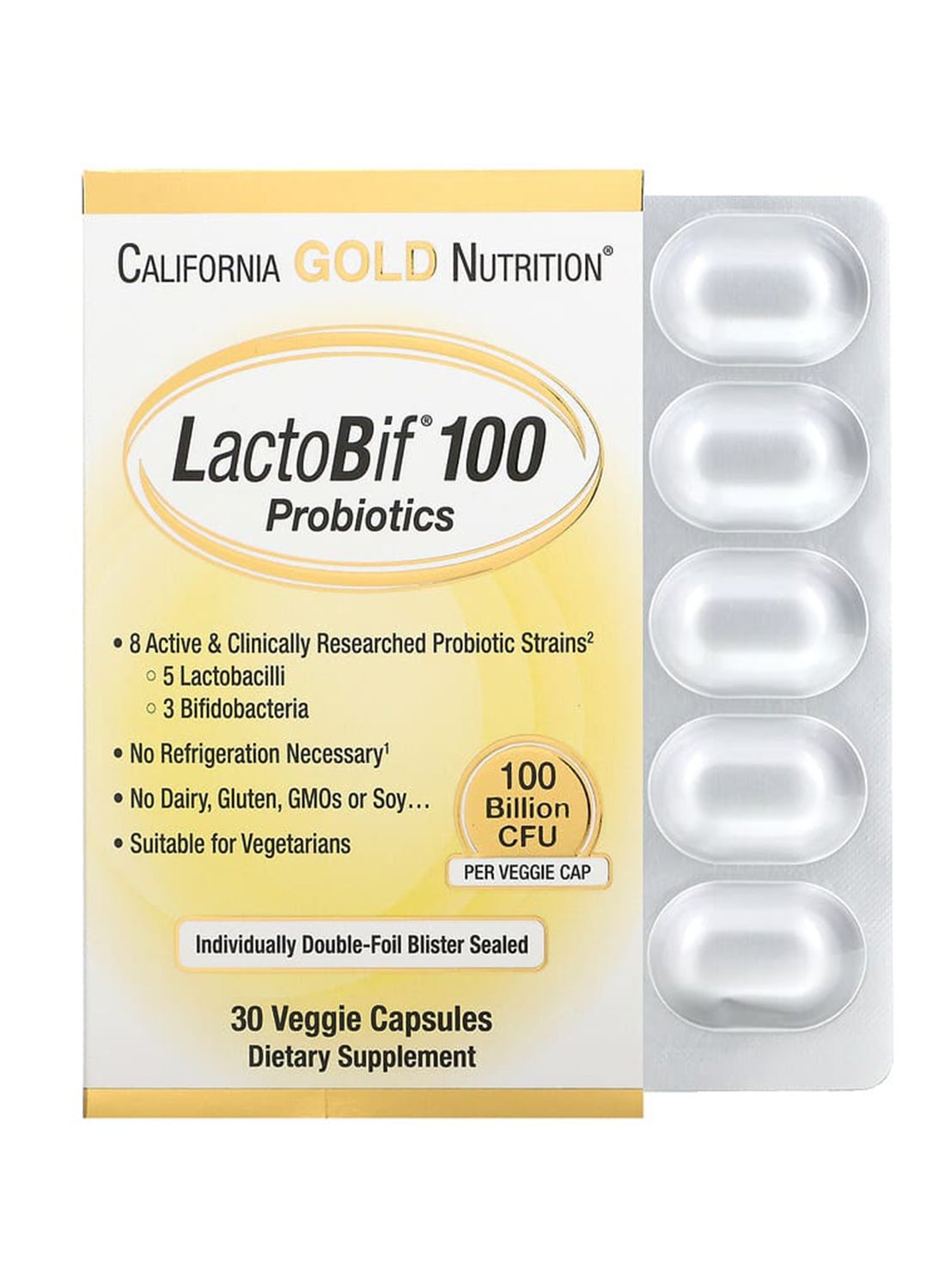 California Gold Nutrition LactoBif 100 Probiotics - 30 Capsules | Best ...