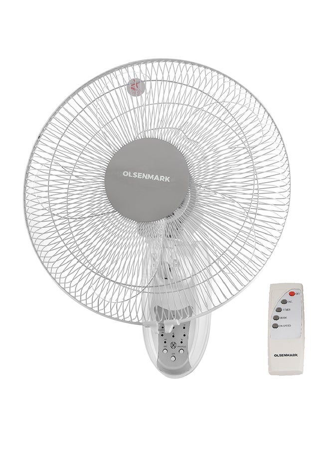Olsenmark Wall Fan With Remote Control 60W 60 W OMF1702 White/Grey ...