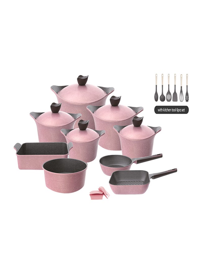 Neoflam 20-Pieces Granite Aeni Cookware Set Pink Pink 18/20/22/24/28 ...