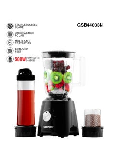 GEEPAS 3 in 1 Stainless Steel Blender - 8 Speed Control , Plastic jar ...