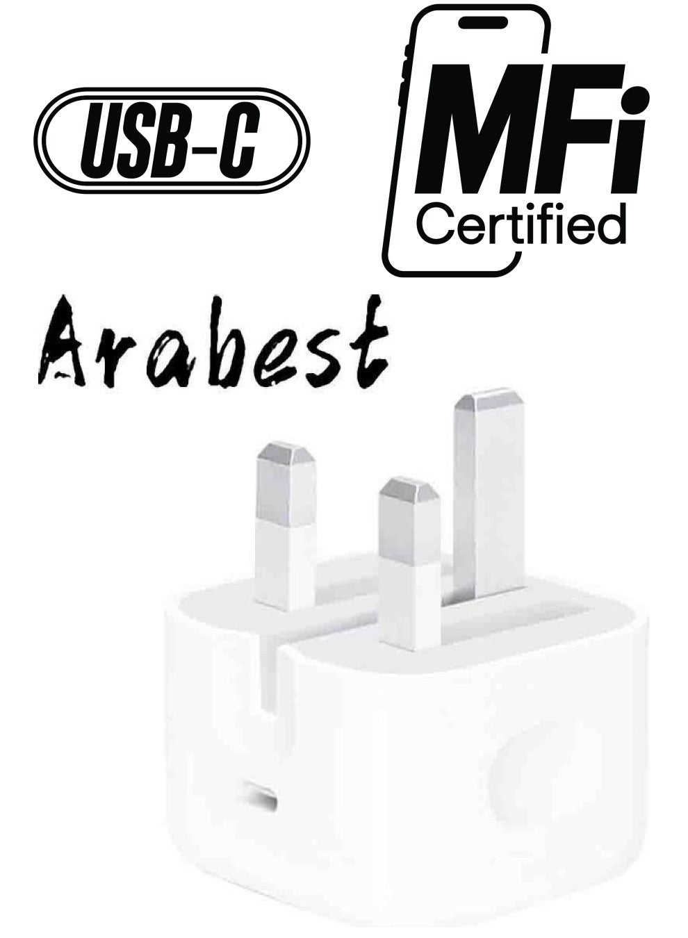 Arabest USB C Power Adapter white | Best Price UAE | Dubai, Abu Dhabi