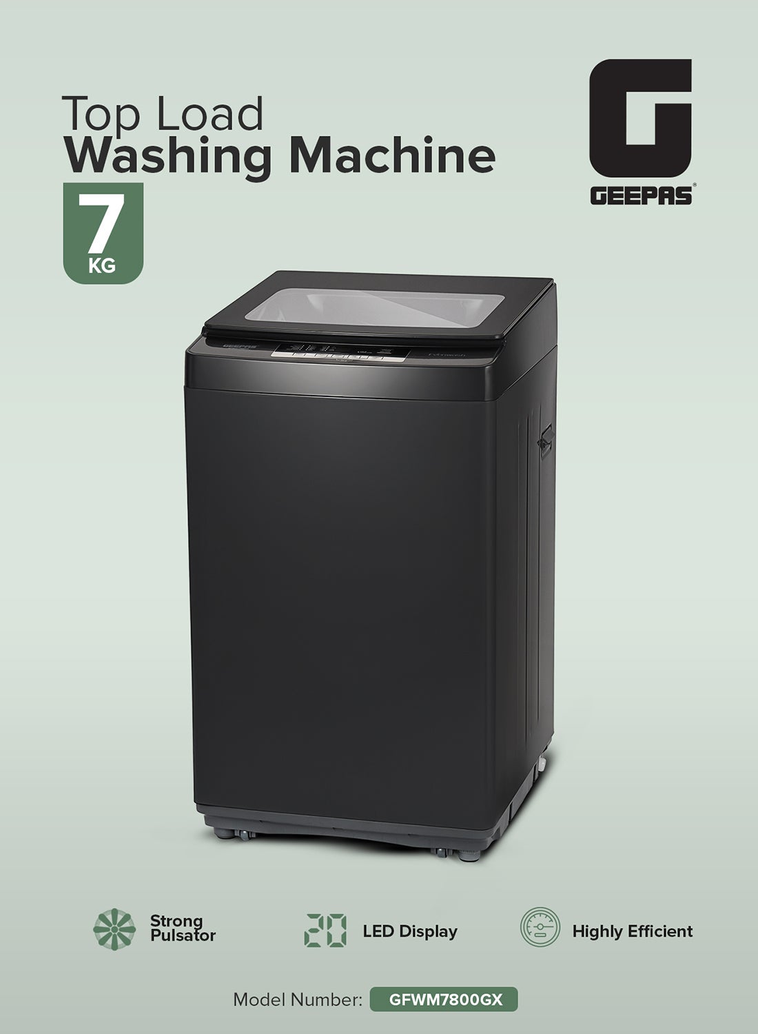 GEEPAS 7 KG Fully Automatic Washing Machine| Top Load Equipped with ...