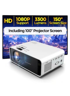 Wownect Mini Projector 3300 Lumens, 1280x720p 1080P Full HD Supported ...