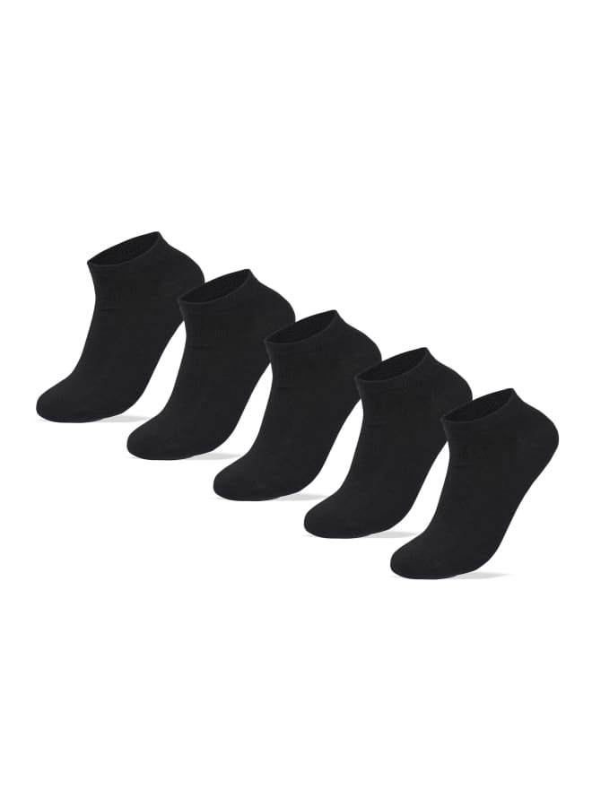 SAM SOCKS Women Set Of 5 Ankle Socks Plain Black | Best Price Egypt ...