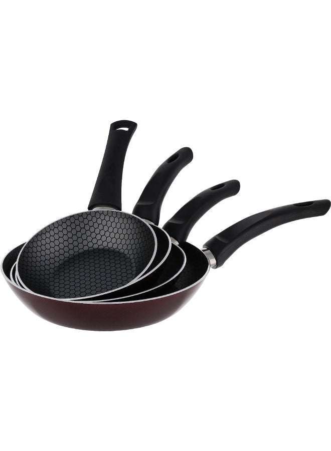 TRUEVAL 4-Piece Frying Pan Set Dark Red 16-18-20-24cm | Best Price ...