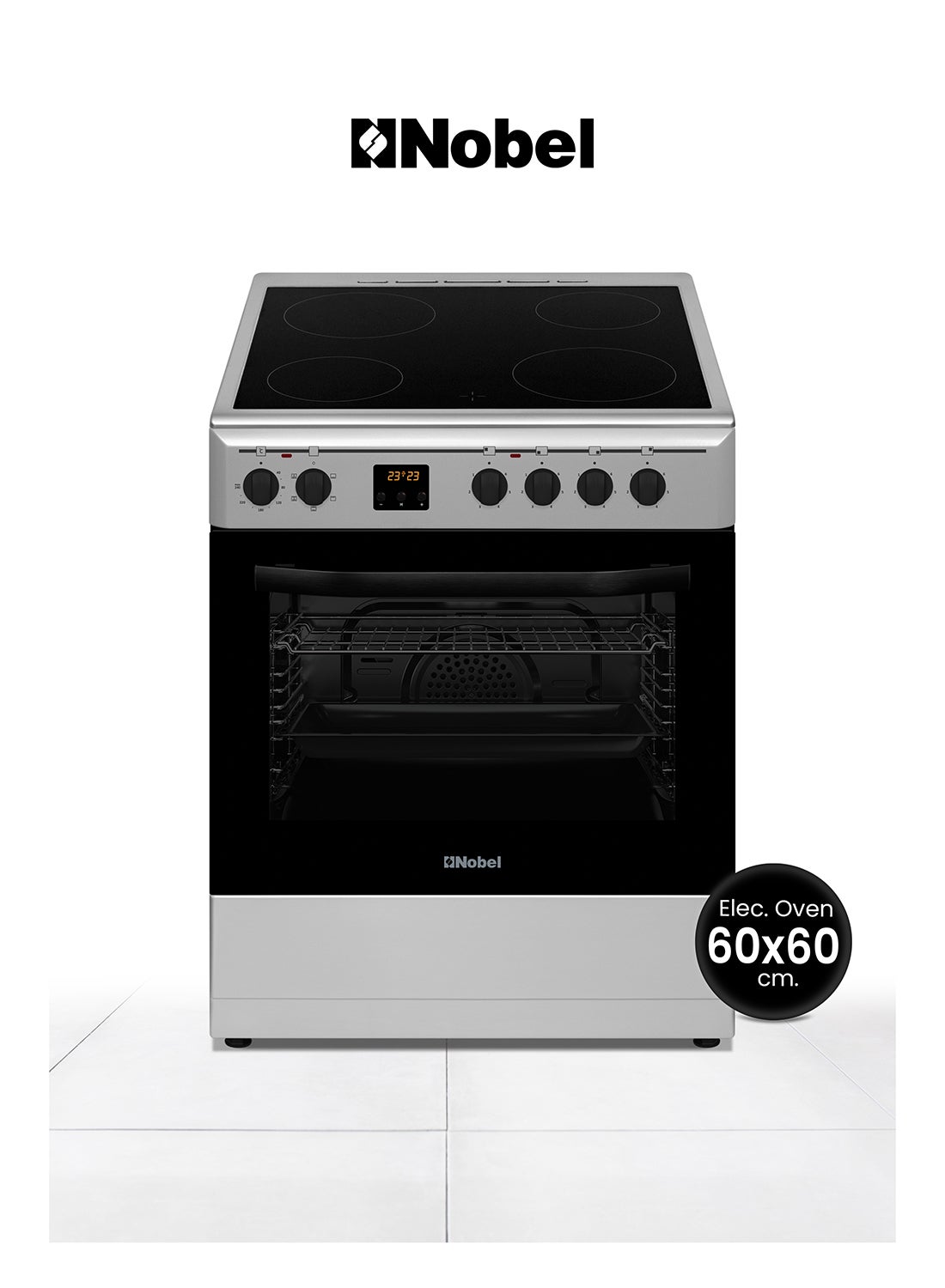Nobel 60 x 60 Ceramic Cooker, 4 Ceramic Hob, Electric Grill & Electric ...