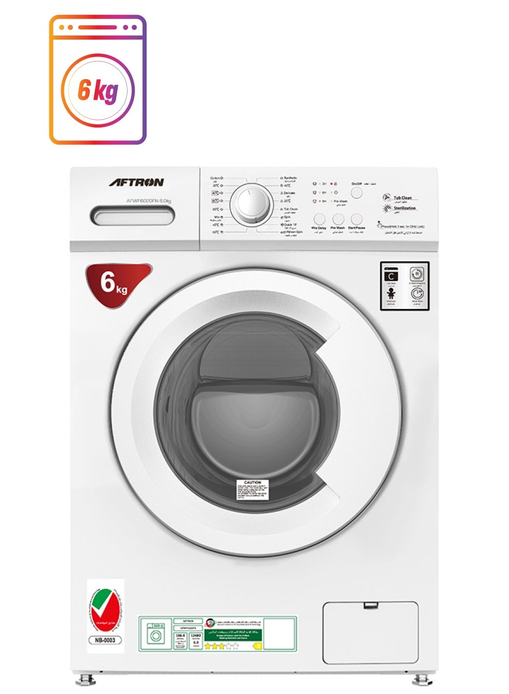 AFTRON Front Load Washing Machine 6 kg AFWF6020FN White | Best Price ...
