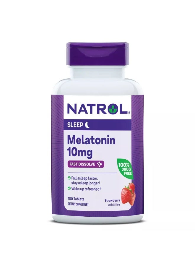 NATROL Sleep Melatonin 10mg, Fast Dissolve 100 Tablets Packaging May ...