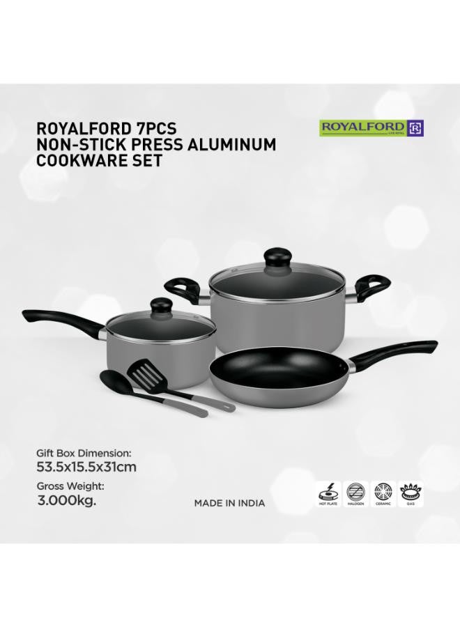 Royalford Royalford 7-Piece Non-Stick Press Aluminum Cookware Set Grey ...