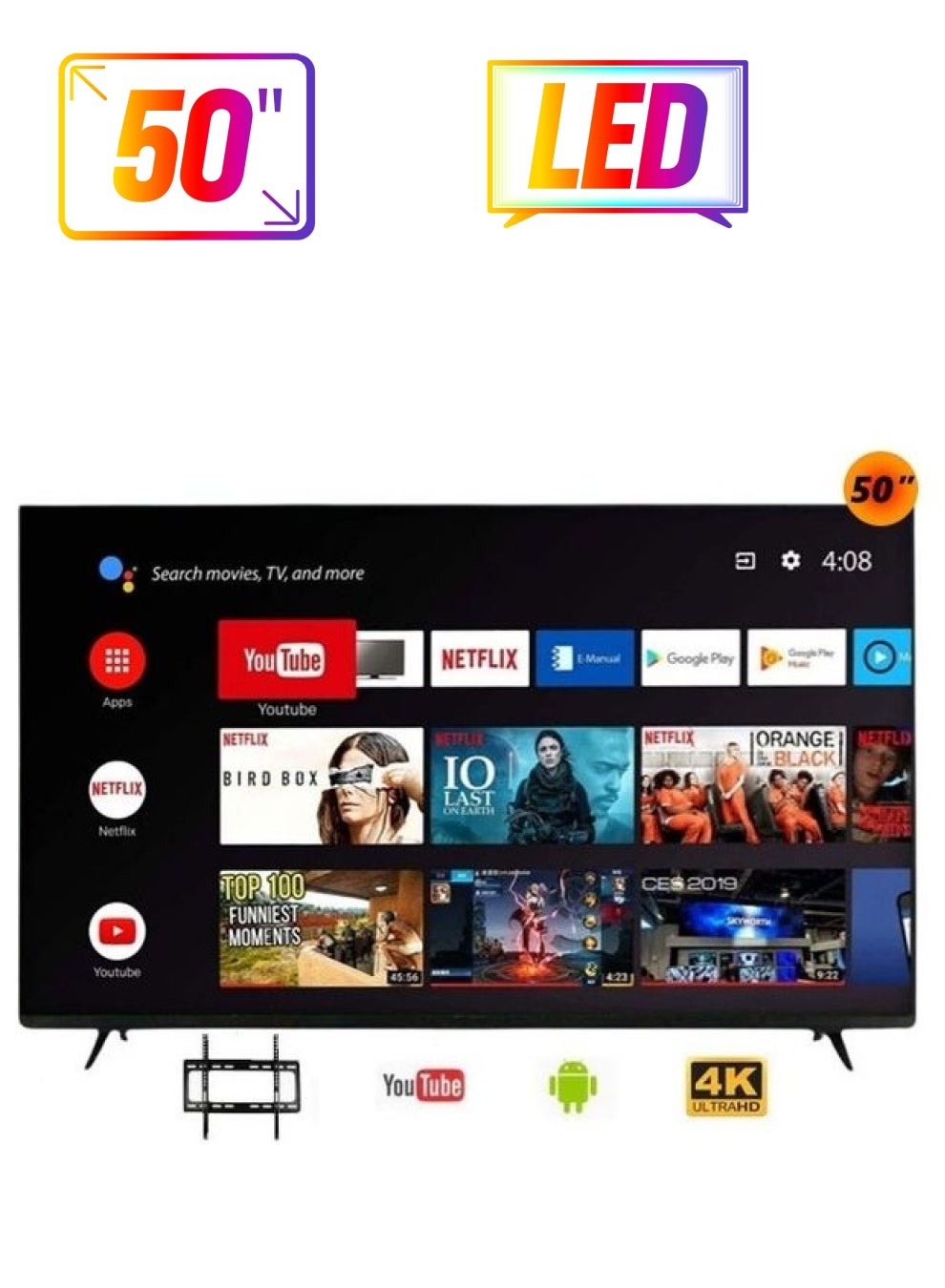 Dansat 50 inch 4K tv smart android frameless screen DTD50BU Black ...