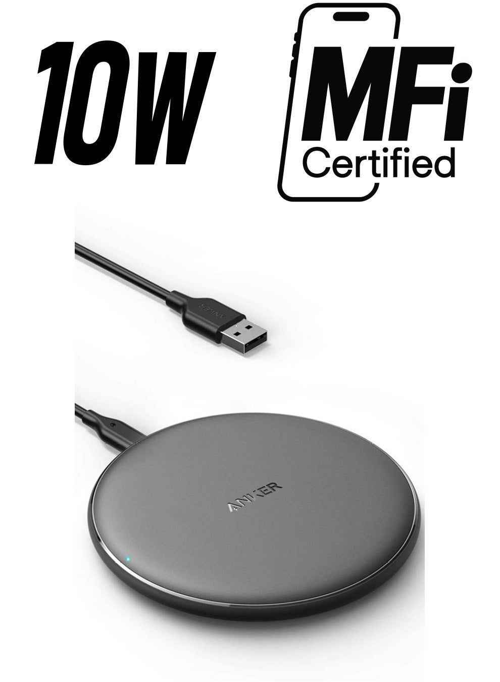 Anker Wireless Charger, PowerWave Pad for Samsung, Qi-Certified 10W Max ...