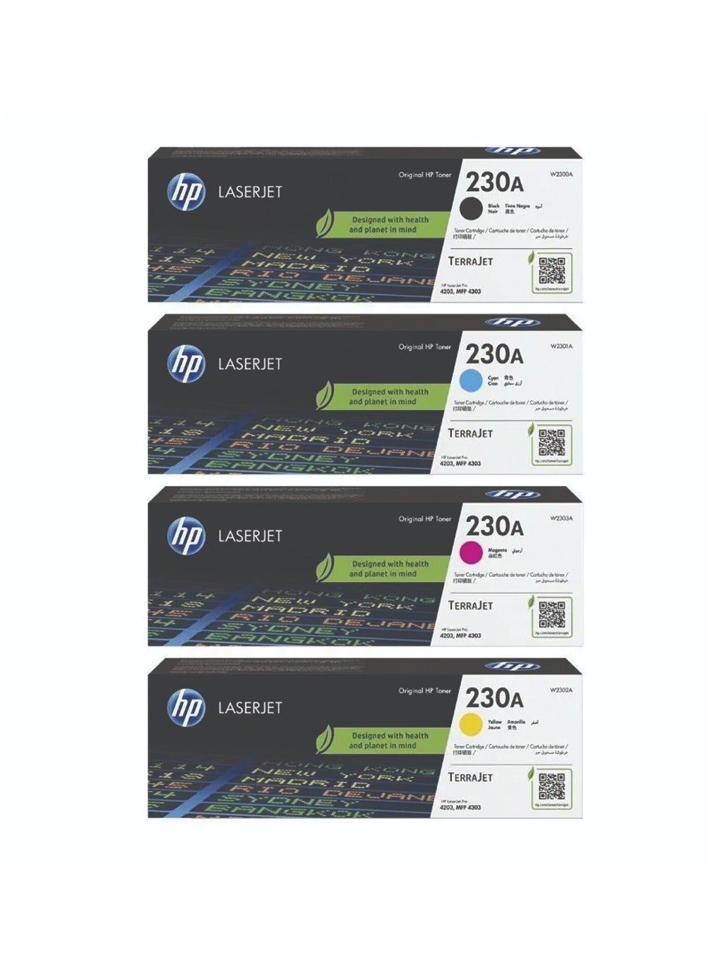 HP 230A Full Set Original LaserJet Toner For Use Pro 4203, 4303 Black ...