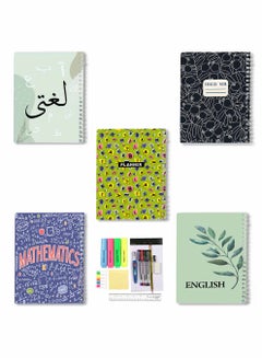 LOWHA Set of 5 Spiral Notebooks for School, 60 Sheets with Hard Paper ...