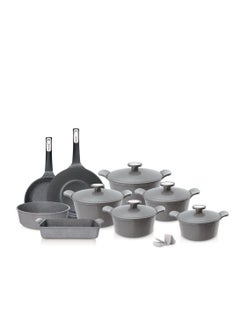 Neoflam 14 Pieces Neoflam Xtrema Cookware Set Grey Granite Pots GREY ...