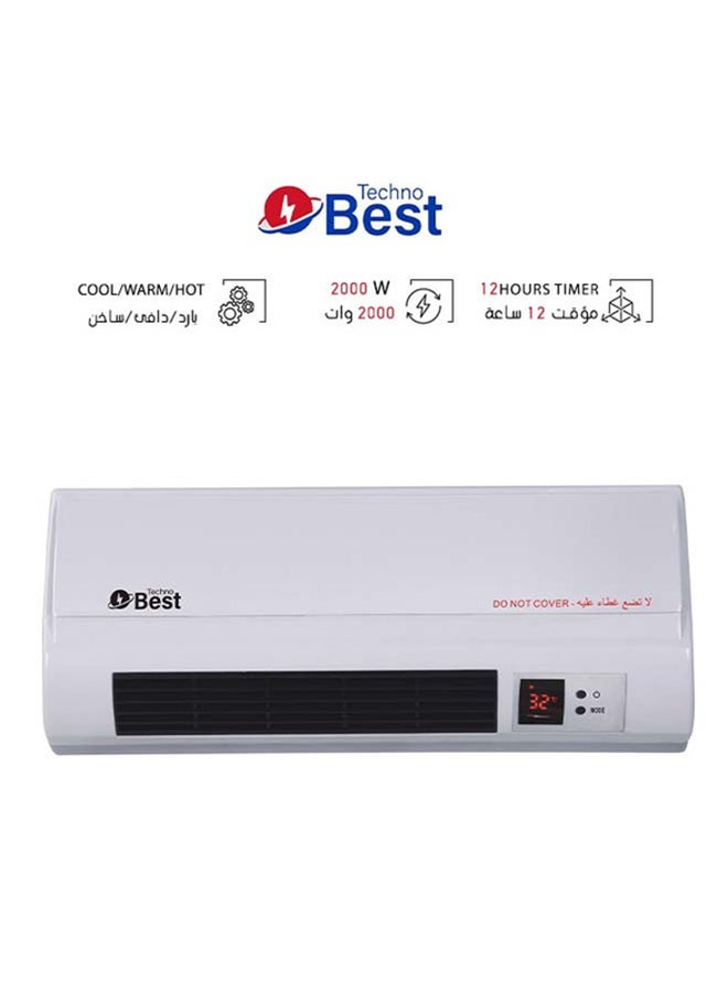 Techno Best Wall Mounted Fan Heater 2000 W BFH-001 White | Best Price KSA | Riyadh, Jeddah