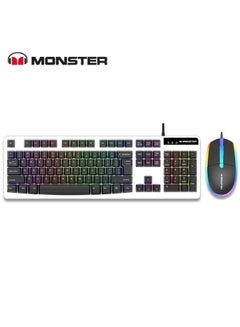Monster KM1 PRO Wired RGB Light Keyboard & Mouse Set Laptop - Black ...