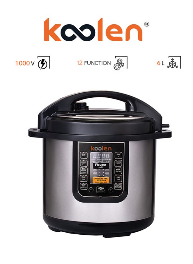 KOOLEN Electric Pressure Cooker 6 L 1000 W 816106002 Black/Silver ...