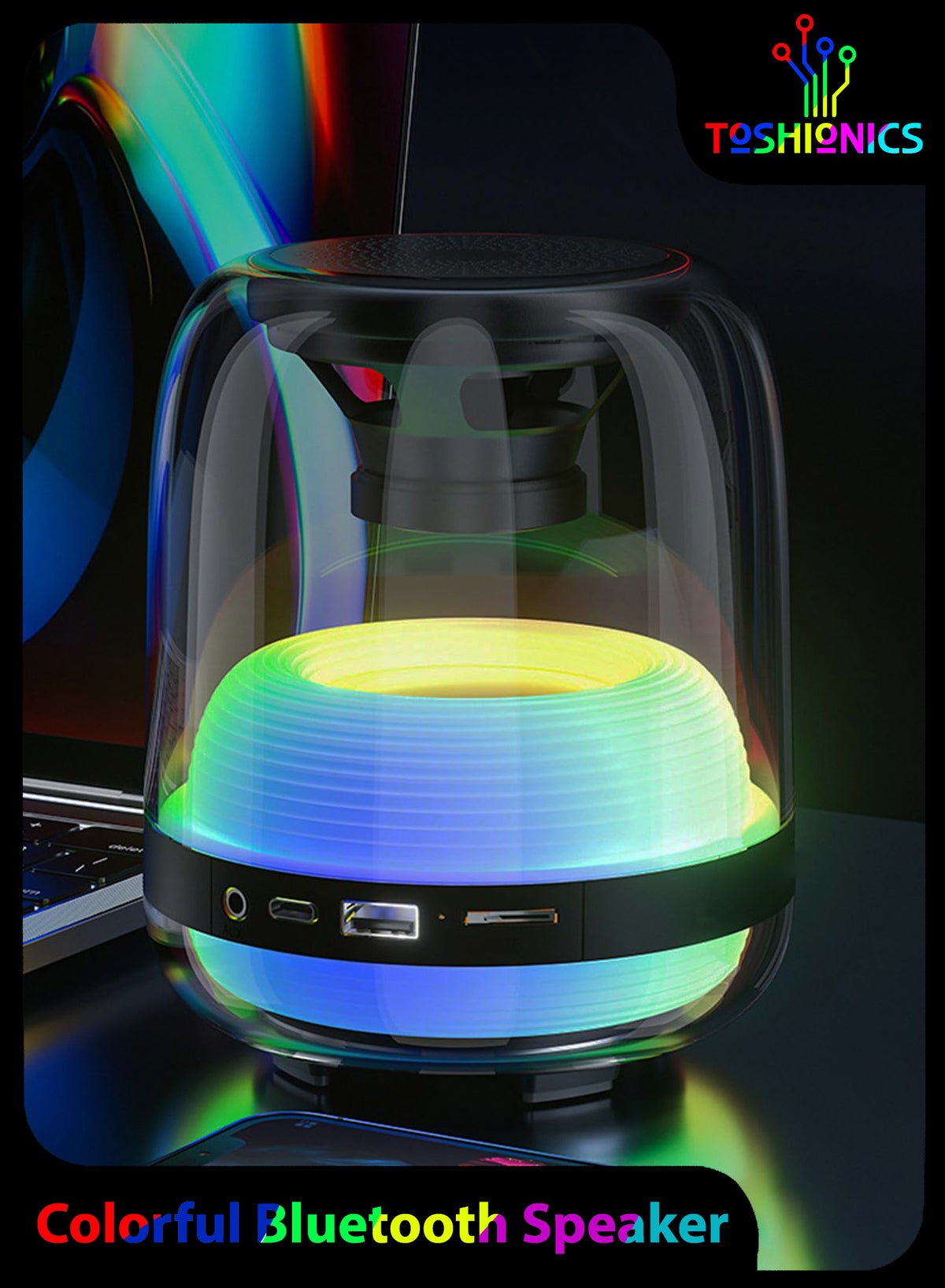 Toshionics Portable Bluetooth Party Speaker Wireless With RGB Colour ...