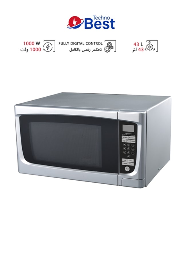 Techno Best Microwave Oven 43 L 1000 W BMW-43LDS Silver | Best Price KSA | Riyadh, Jeddah
