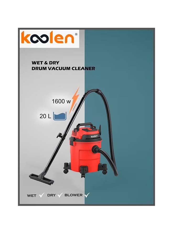 KOOLEN Dry Drum Vacuum Cleaner With Water Suction 20 L 1600 W 806.101. ...