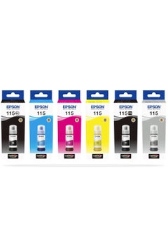 EPSON 115 EcoTank 6-Colour (Full Set) Ink Bottle Black, Photo Black ...