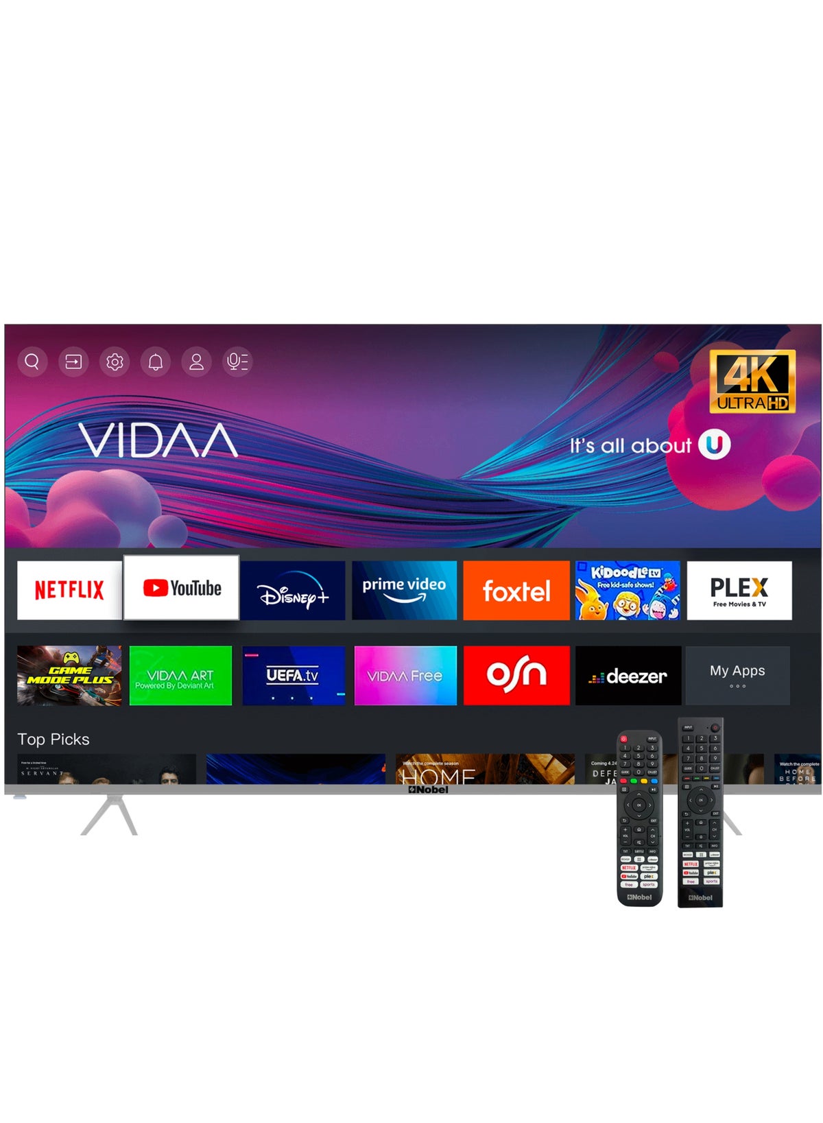 Nobel 75 Inch Diamond 4K UHD VIDAA Smart TV iOS and Android Devices ...