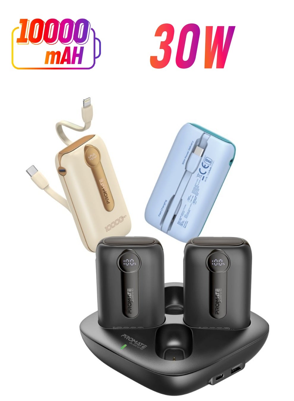 PROMATE 10000 mAh 4-Piece Power Bank Premium Kit With 10,000Mah Ultra ...