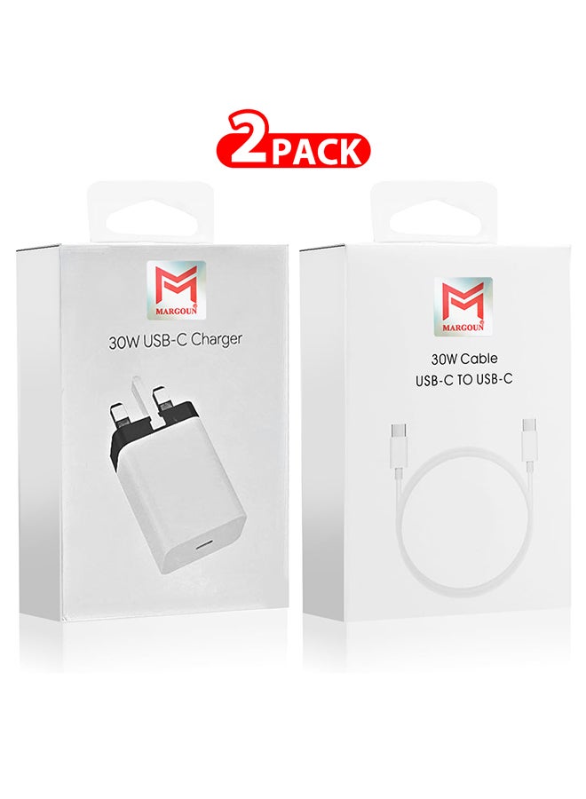 MARGOUN 30W USB-C Super Fast Charger 3 Pins Charger And Cable ...