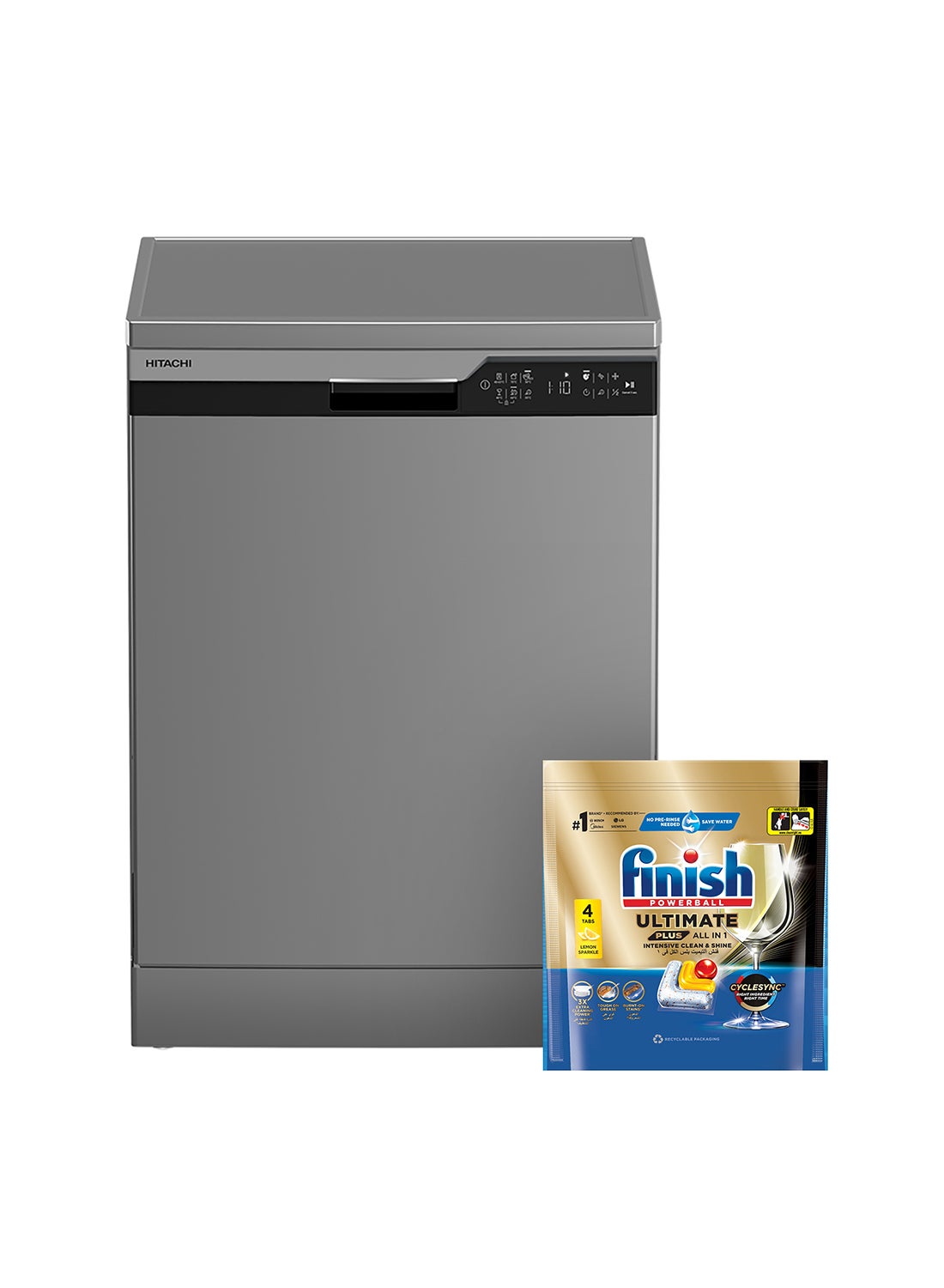 HITACHI Freestanding Dishwasher, 15 Place Settings, 8 Programs, Silent ...