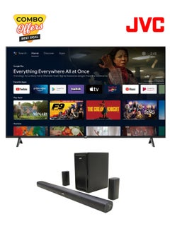 JVC 75 Inch Edgeless QLED 4K Google TV and 5.1ch Soundbar With Wireless ...