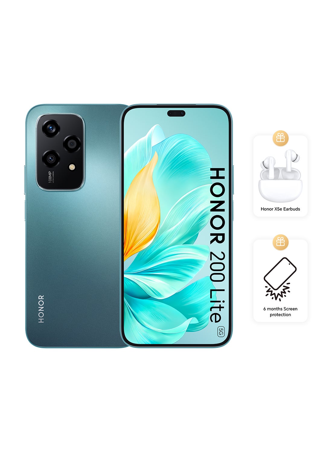 Honor 200 Lite 5G Dual SIM Cyan Lake 8GB RAM + 256GB With FREE Honor ...